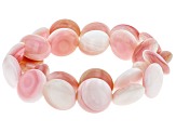 14-15mm Pink Coin Conch Shell Stretch Bracelet Set of Two - CPL661 | JTV