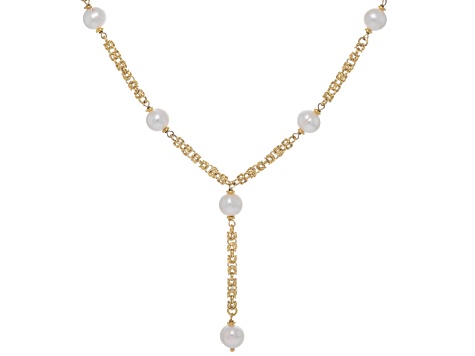Perla Milano™ White Cultured Freshwater Pearl 18k Yellow Gold Over ...