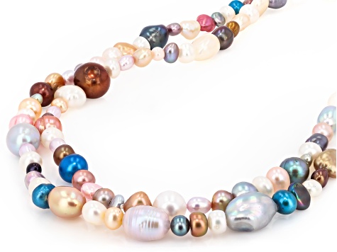 Multi-Color Cultured Freshwater Pearl 64 Inch Endless Strand Necklace ...