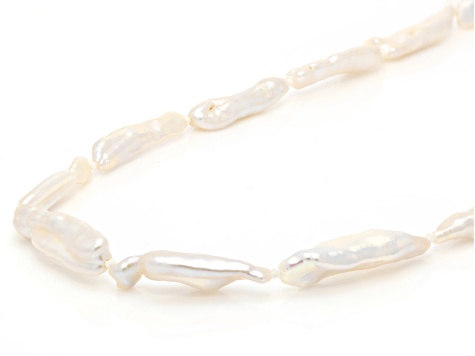 White Cultured Freshwater Pearl Sterling Silver Strand Necklace - PW174 ...