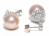 12.5-13mm Cultured Freshwater Pearl With Cubic Zirconia Rhodium Over ...