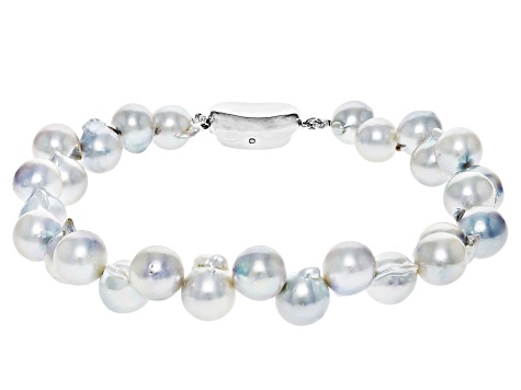Platinum Cultured Japanese Akoya Pearl Rhodium Over Sterling Silver ...