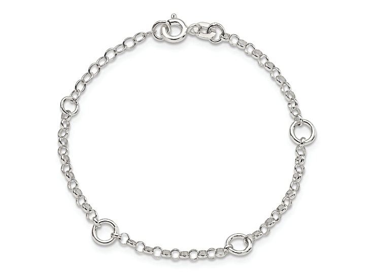 Sterling Silver Polished Fancy Rolo Chain Children's Bracelet - 11QR5A ...