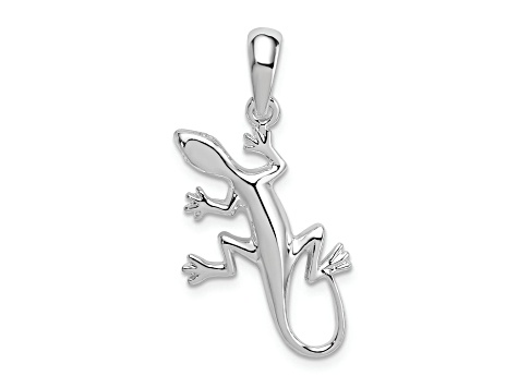 Rhodium Over Sterling Silver Polished Gecko Pendant - 120VGA | JTV