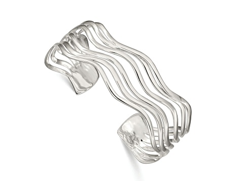Sterling Silver Multi-strand Wavy Cuff Bracelet - 12BF7A | JTV