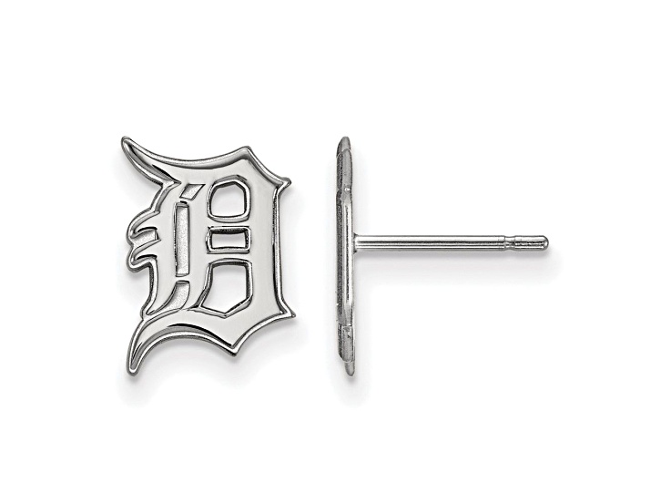 Rhodium Over Sterling Silver MLB LogoArt Detroit Tigers Post Earrings ...