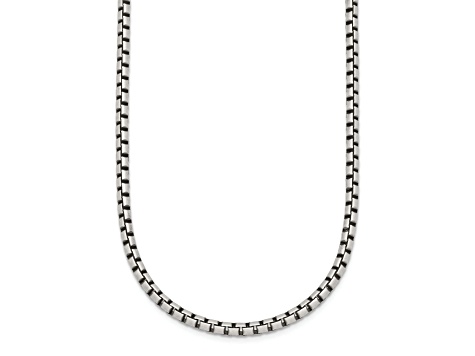 Sterling Silver Antiqued and Satin 3.2mm Box 16 Inch Chain - 12VH6A | JTV