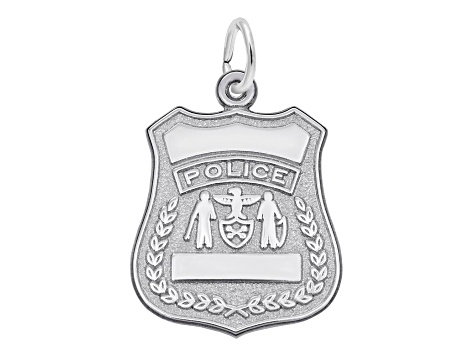 Silver Police Badge Charm - 13BV5A | JTV