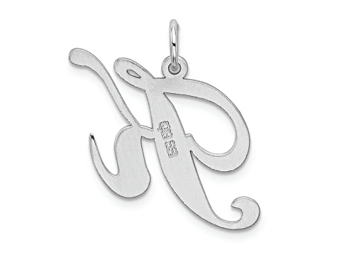 Rhodium Over Sterling Silver Fancy Script Letter K Initial Charm ...