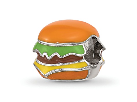 Sterling Silver Kids Enamel Cheese Burger Bead - 1572HA | JTV