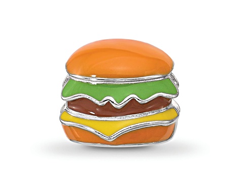 Sterling Silver Kids Enamel Cheese Burger Bead - 1572HA | JTV