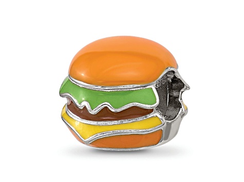 Sterling Silver Kids Enamel Cheese Burger Bead - 1572HA | JTV