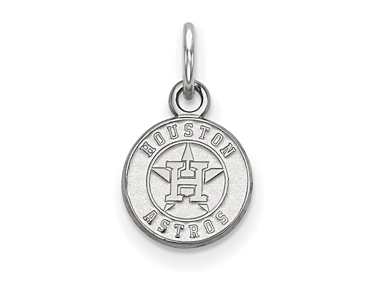 Rhodium Over Sterling Silver MLB Houston Astros LogoArt Circle Pendant ...