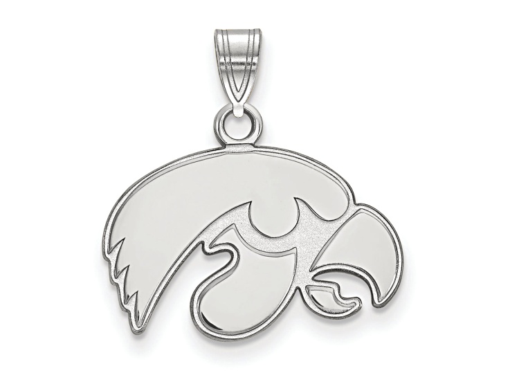 Rhodium Over Sterling Silver LogoArt University of Lowa Small Pendant ...