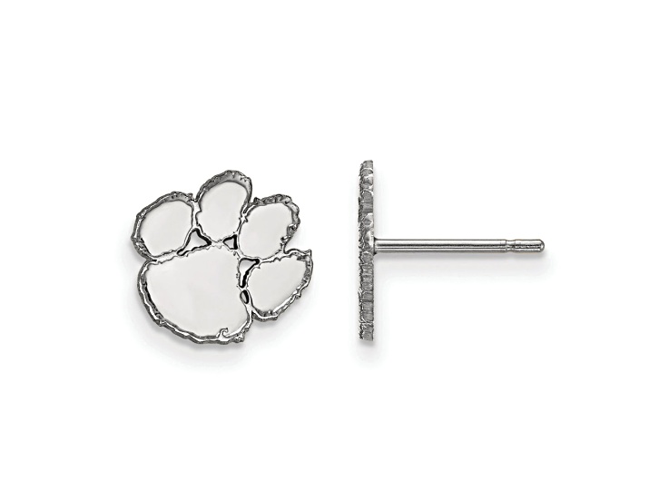Rhodium Over Sterling Silver LogoArt Clemson University Extra Small ...