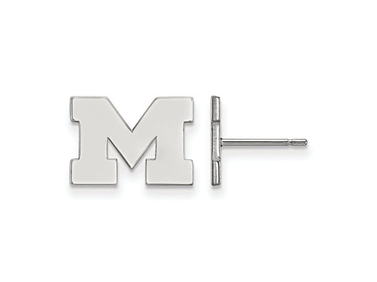 Rhodium Over Sterling Silver LogoArt University of Michigan Extra Small ...