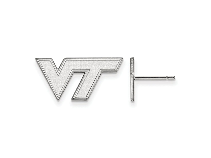 Rhodium Over Sterling Silver LogoArt Virginia Tech Extra Small Post ...