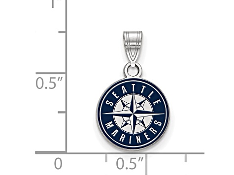 Rhodium Over Sterling Silver MLB LogoArt Seattle Mariners Enamel ...