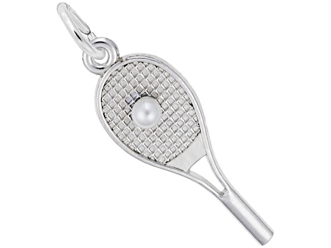 Silver Tennis Racquet Charm - 1CZ8BA | JTV