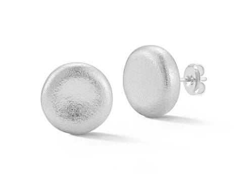 Sterling Statements Rhodium Over Sterling Silver Satin Button Studs ...