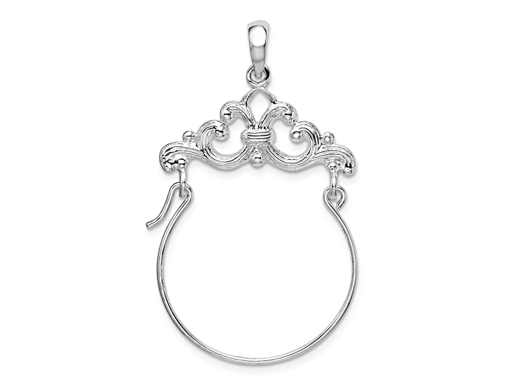 Sterling Silver Polished Scroll Design Charm Holder - 1D245A | JTV