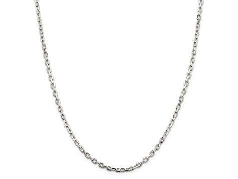 Sterling Silver 3.25mm Beveled Oval Cable Chain Necklace - 1D3SYC | JTV