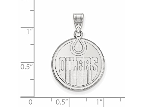 Rhodium Over Sterling Silver NHL LogoArt Edmonton Oilers Large Pendant ...