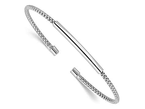 Sterling Silver Polished and Textured Bar Cuff Bracelet - 1H0ZMA | JTV