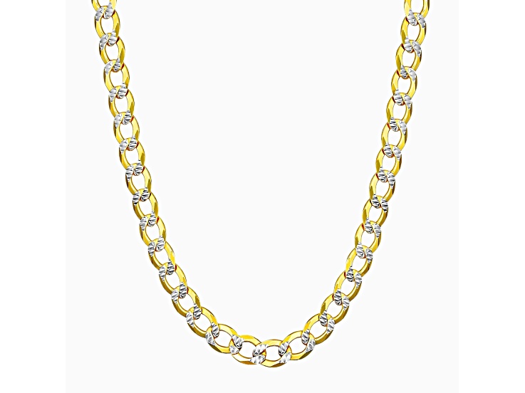 18K Gold over Sterling Silver 4MM Two Tone Diamond Cut Cuban Chains ...