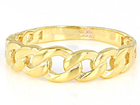 18k Yellow Gold Over Sterling Silver Graduated Curb Band Ring - AG1001B ...