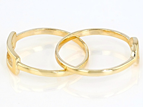 18k Yellow Gold Over Sterling Silver Mariner Link & Paperclip Link Ring ...