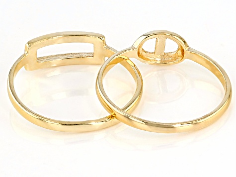 18k Yellow Gold Over Sterling Silver Mariner Link & Paperclip Link Ring ...