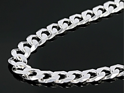 Sterling Silver 10mm Flat Curb 22 Inch Chain - AG1224 | JTV