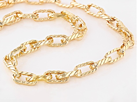 18k Yellow Gold Over Sterling Silver 7mm Twisted Paperclip 20 Inch ...