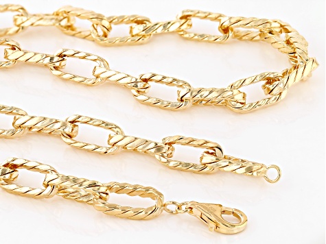 18k Yellow Gold Over Sterling Silver 7mm Twisted Paperclip 20 Inch ...