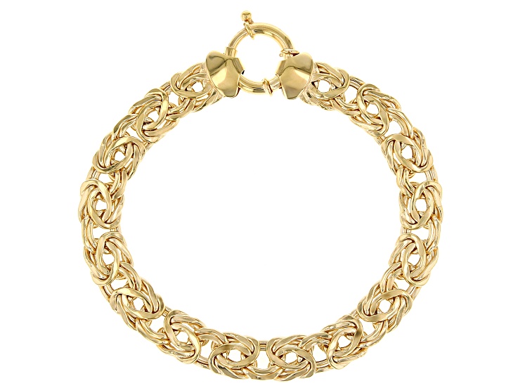 18k Yellow Gold Over Sterling Silver 9mm High Polished Byzantine Link ...