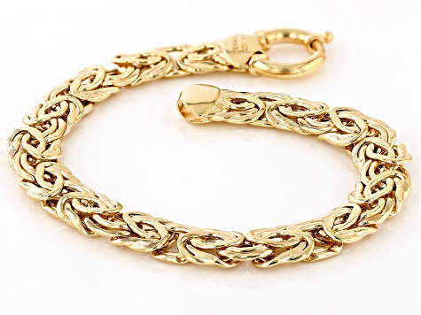 18k Yellow Gold Over Sterling Silver 9mm High Polished Byzantine Link ...