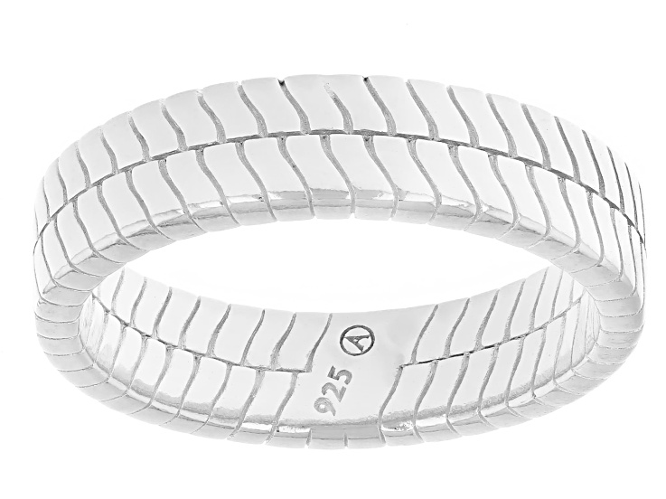 Sterling Silver Chevron Pattern Band Ring - AG1328A | JTV
