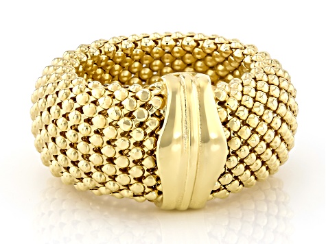 18k Yellow Gold Over Sterling Silver 12mm Popcorn Link Ring - AG1349 | JTV