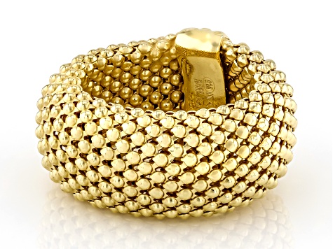 18k Yellow Gold Over Sterling Silver 12mm Popcorn Link Ring - AG1349 | JTV