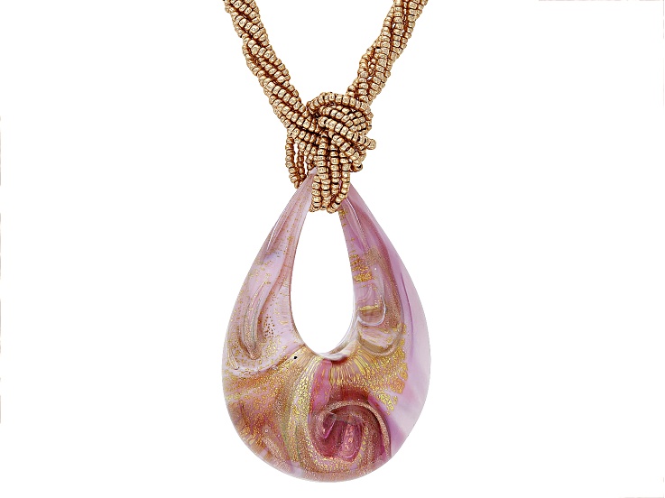 18k Yellow Gold Over Sterling Silver Murano Glass Beaded Multi-Strand ...