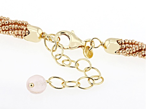 18k Yellow Gold Over Sterling Silver Murano Glass Beaded Multi-Strand ...