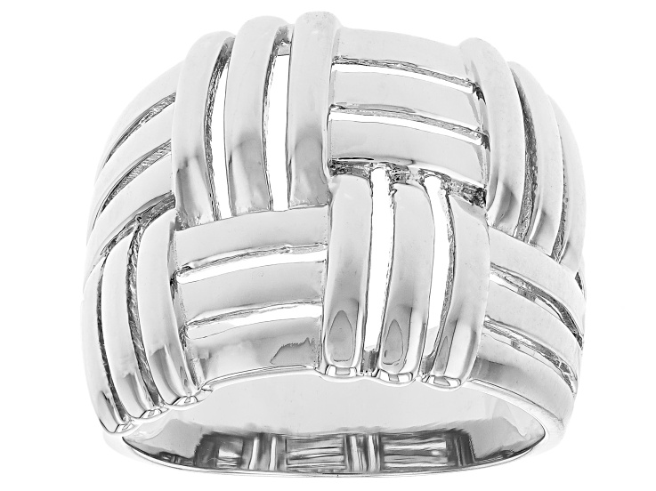 Rhodium Over Sterling Silver Basket Weave Ring - AG1480A | JTV