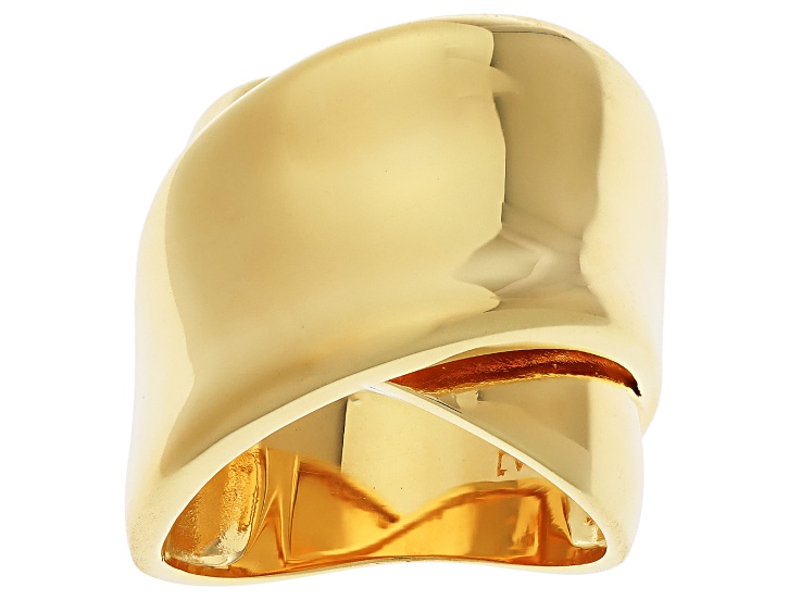 18k Yellow Gold Over Sterling Silver Dimensional Band Ring - AG1486B | JTV