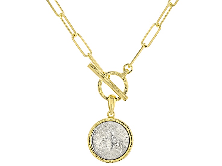 18k Yellow Gold Over Sterling Silver Paperclip Toggle Clasp Y-Necklace ...