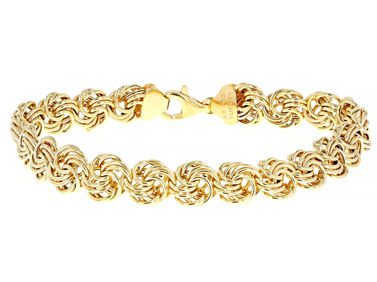 18k Yellow Gold Over Sterling Silver 8mm Rosetta Link Bracelet - AG1592 ...