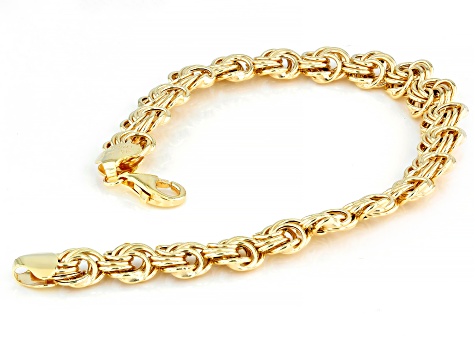 18k Yellow Gold Over Sterling Silver 8mm Rosetta Link Bracelet - AG1592 ...