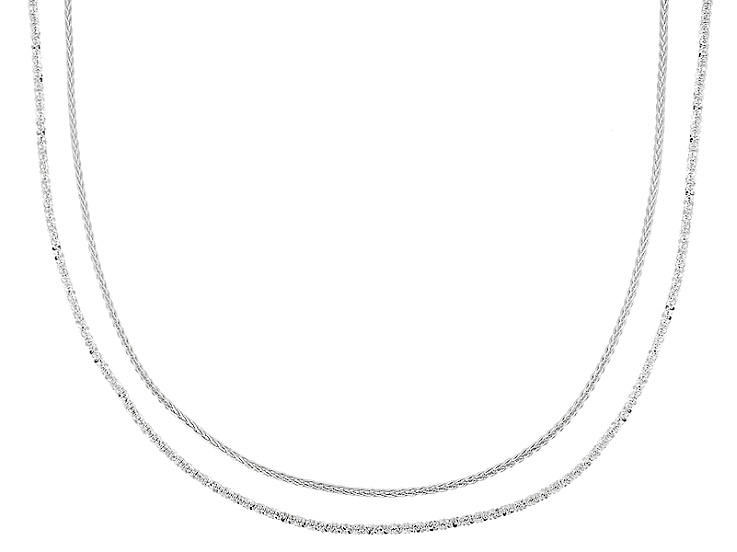 Sterling Silver Criss Cross Wheat Sliding Adjustable 24 inch Chain Set Of Two DOCS533 JTV