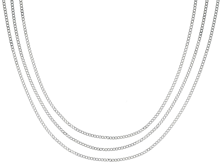 Sterling Silver 1.4mm 18, 20, And 22 Inch Cuban Link Chain Set Of 3 ...