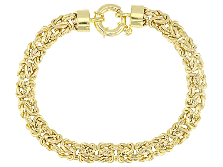 18k Yellow Gold Over Sterling Silver 8mm Flat Byzantine Bracelet ...